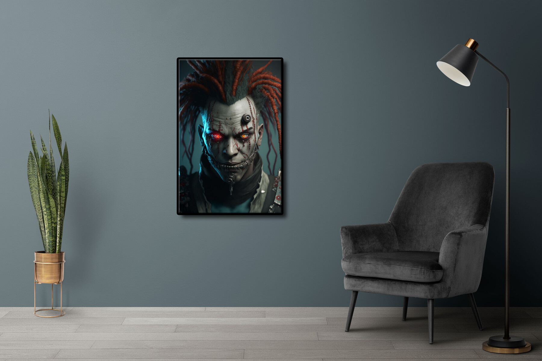 ArtStation - Bionic horror clown with dreadlocks and neon eyes ...