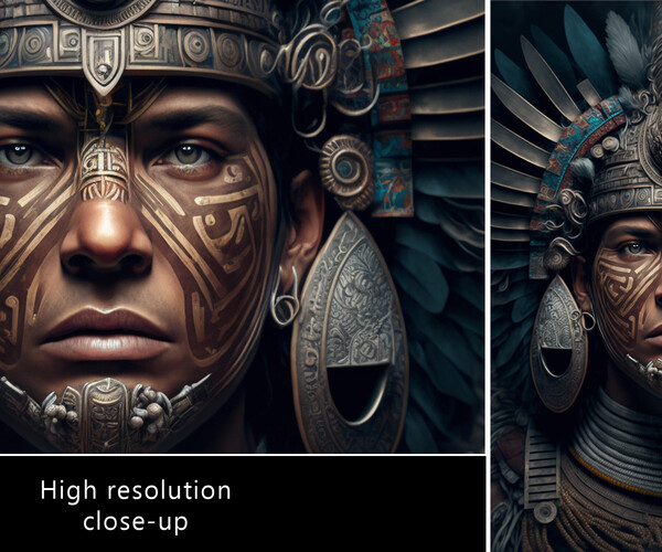 ArtStation - Aztec Mexican warrior with colorful warfare suit headdress ...