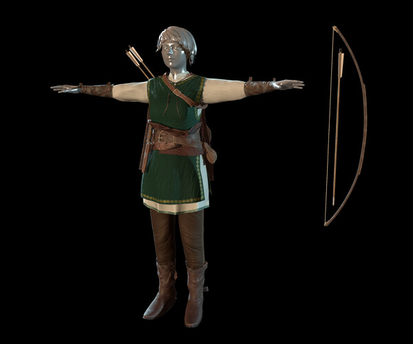 ArtStation - Full Low Poly Realistic Archer Woman Outfit | Game Assets