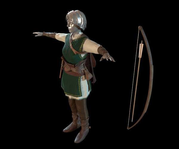 ArtStation - Full Low Poly Realistic Archer Woman Outfit | Game Assets