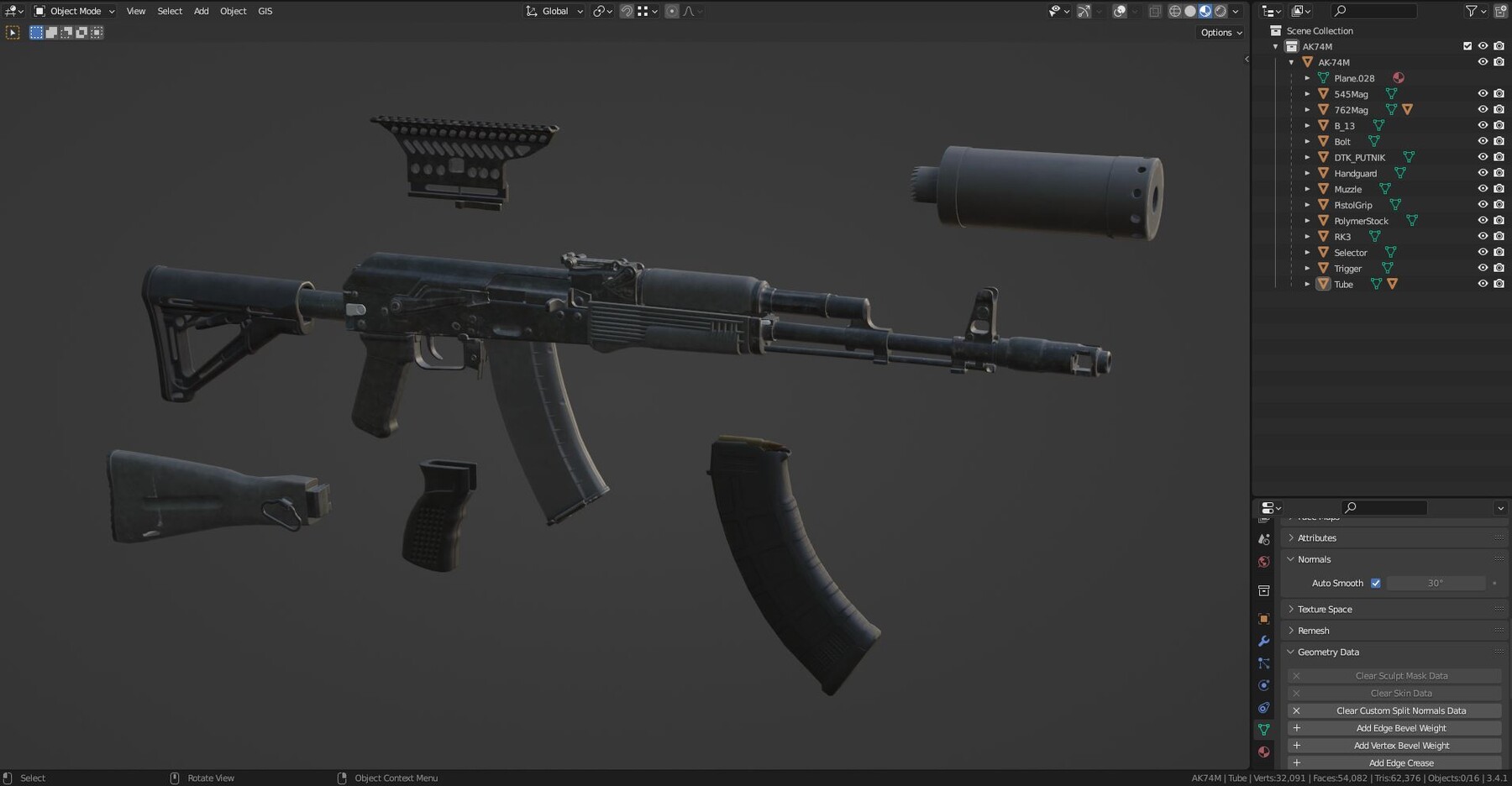 ArtStation - MILITARY Game Ready AK74M and AK103 Low-poly 3D model | Game Assets