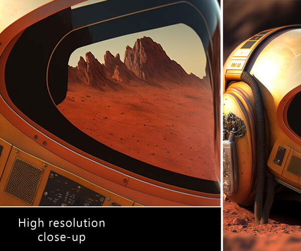ArtStation - Reflective sci-fi helmet visor on surface of Mars ...