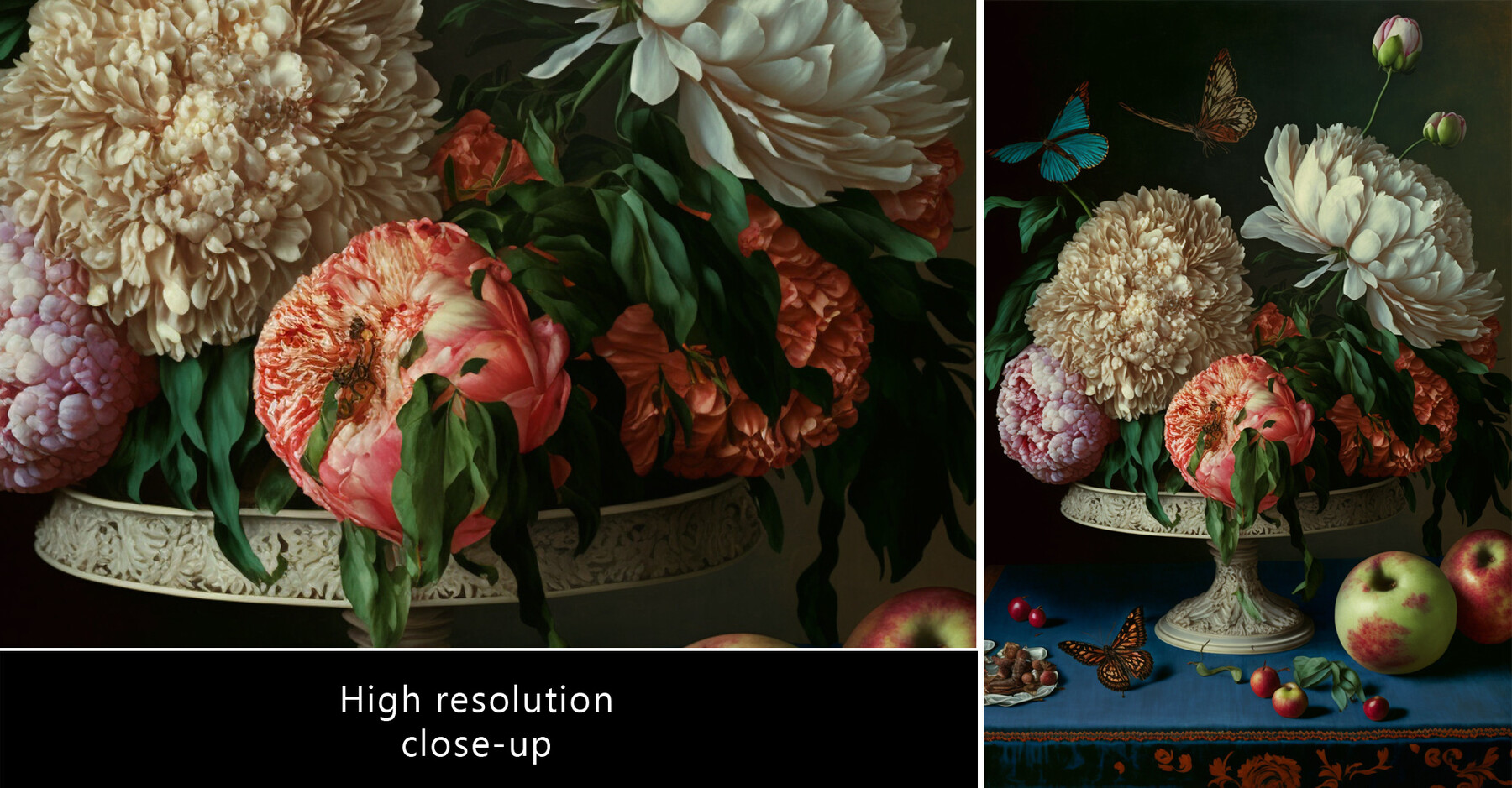 ArtStation - Floral baroque style poster with peony flowers, apples and ...