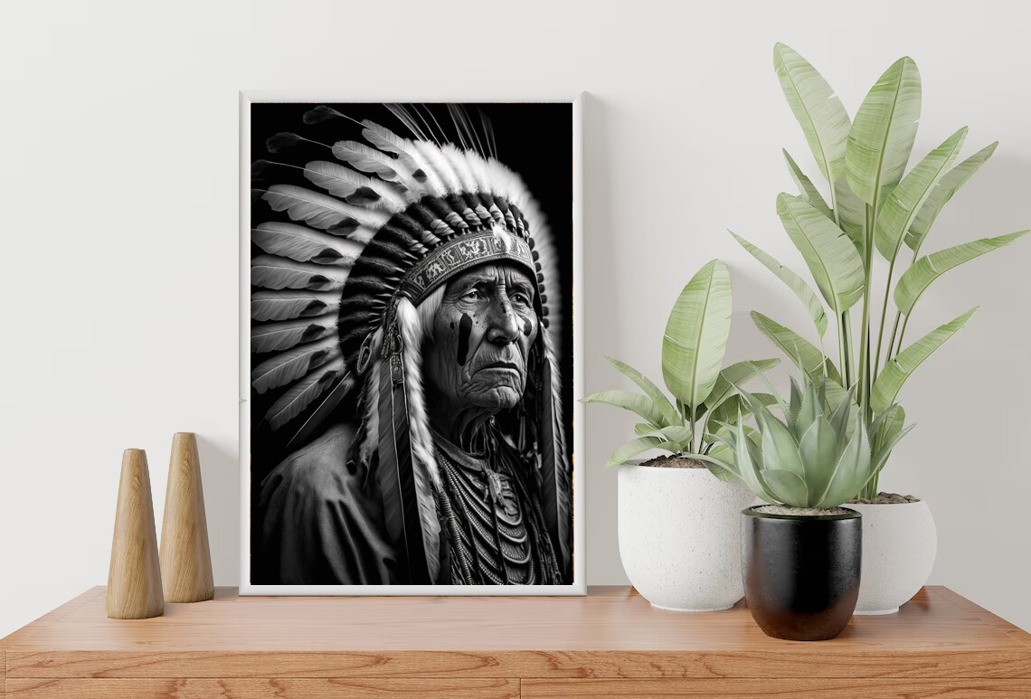 ArtStation - Classic native American Indian Chief portrait with feather ...