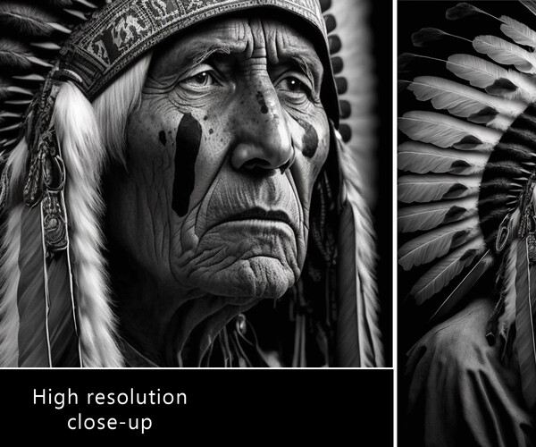 ArtStation - Classic native American Indian Chief portrait with feather ...