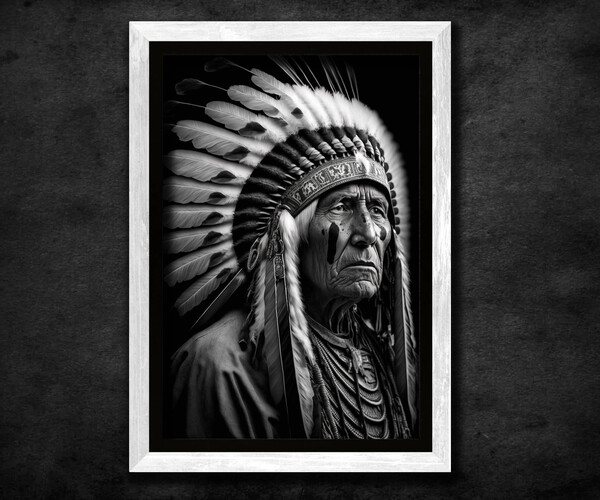 ArtStation - Classic native American Indian Chief portrait with feather ...