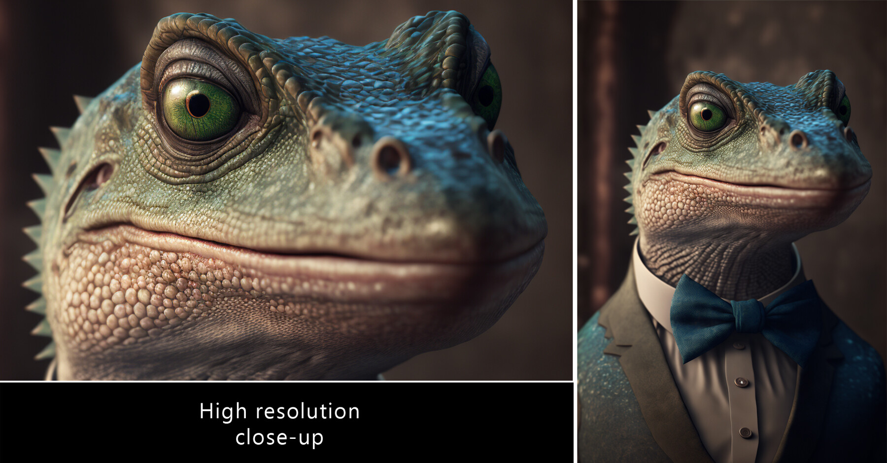 ArtStation - Stylish humanoid lizard with blue suit and bowtie hyper ...
