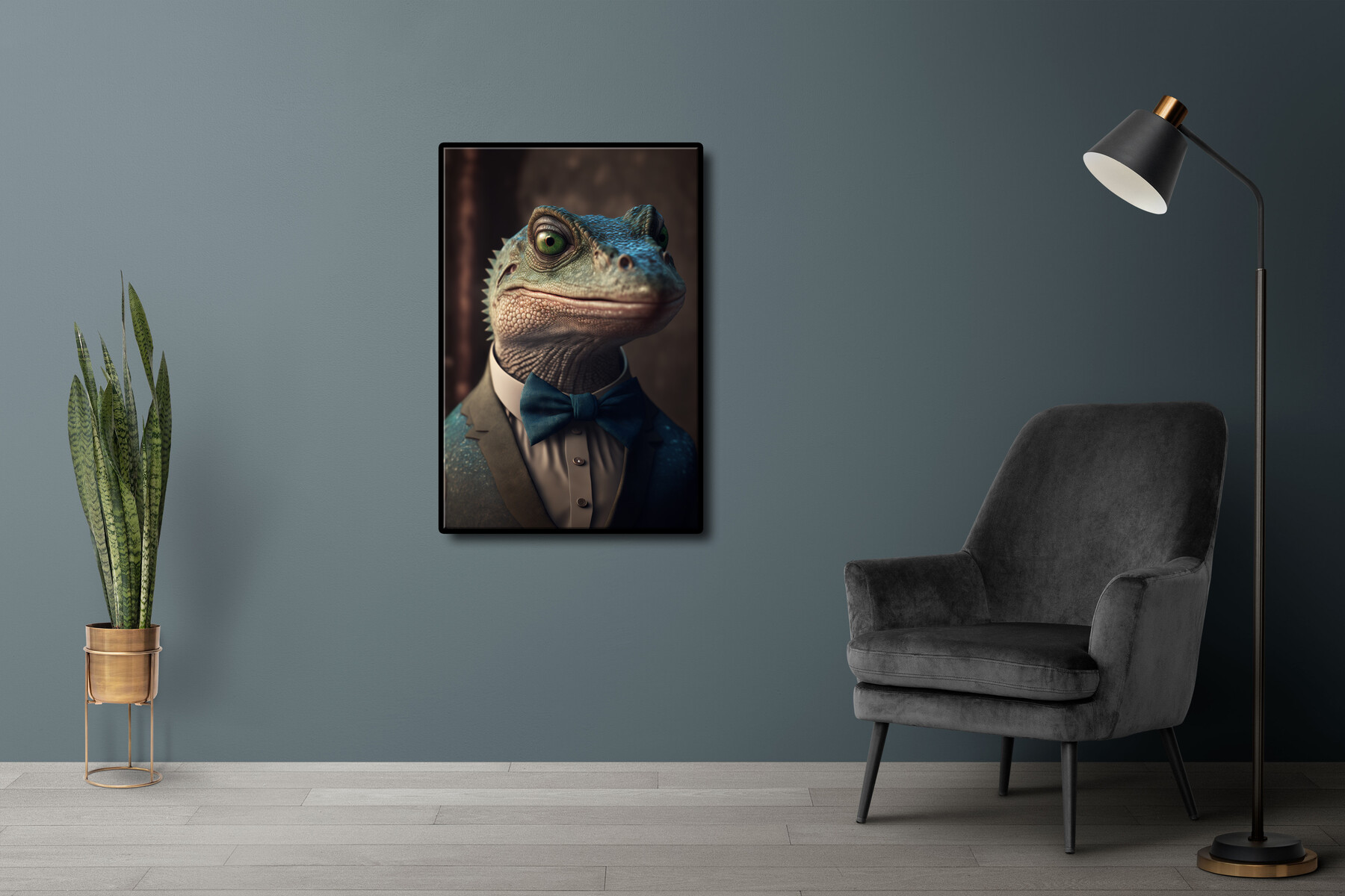 ArtStation - Stylish humanoid lizard with blue suit and bowtie hyper realistic | Digital ...