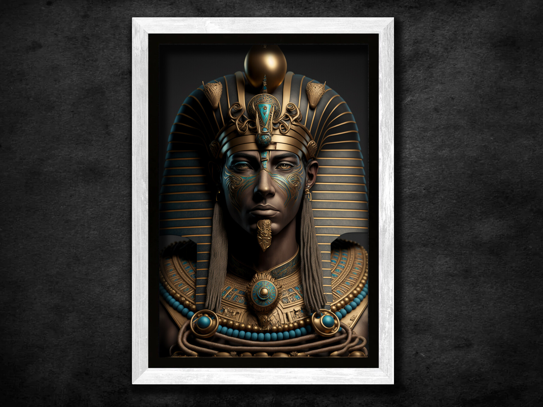 ArtStation - Egyptian pharaoh portrait with black / gold headdress ...