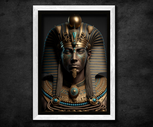 ArtStation - Egyptian pharaoh portrait with black / gold headdress ...