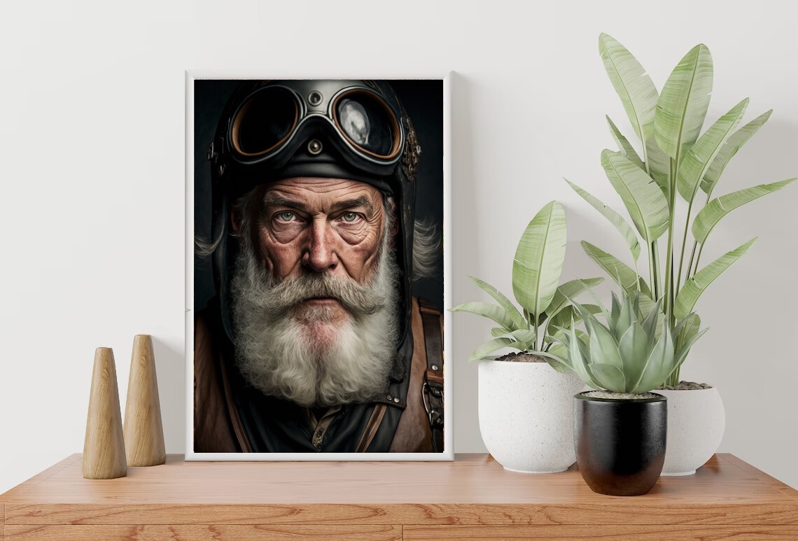 ArtStation - Close up of an old biker with goggles in hyper realistic ...