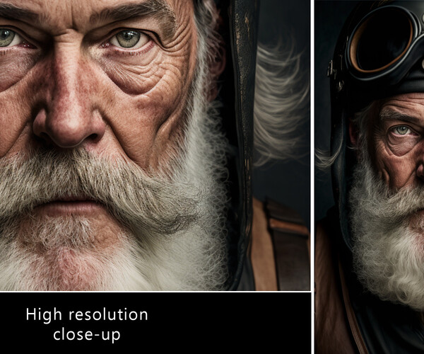 ArtStation - Close up of an old biker with goggles in hyper realistic ...