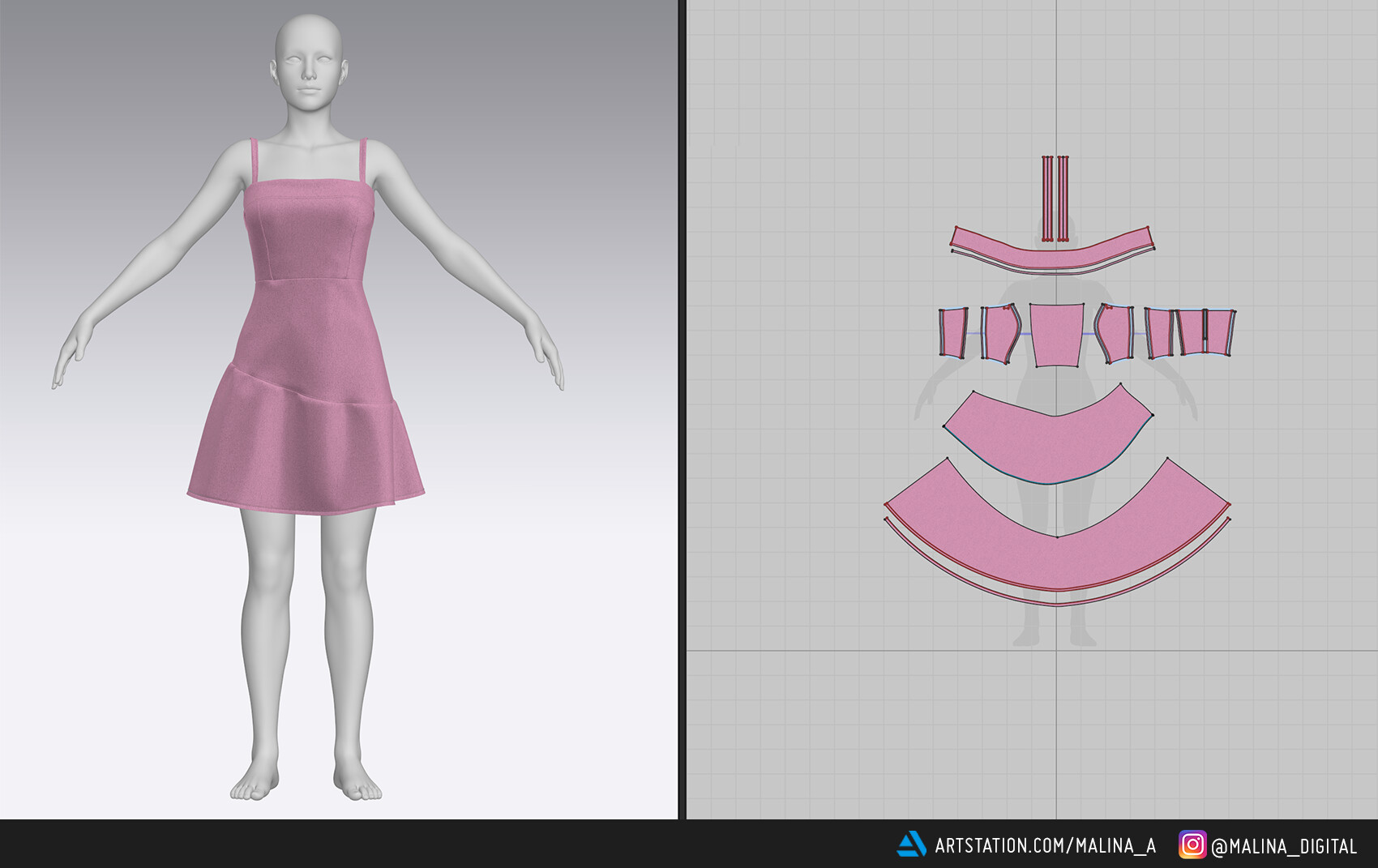 ArtStation - Women's clothing. Simple dress. MarvelousDesigner/Clo3d ...