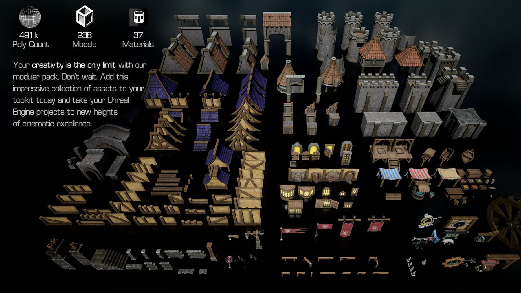 ArtStation - Blender Massive 250-Piece Modular Kitbash Castles and Towns | Resources