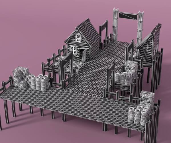 ArtStation - Cartoon Medieval Port and Props | Resources