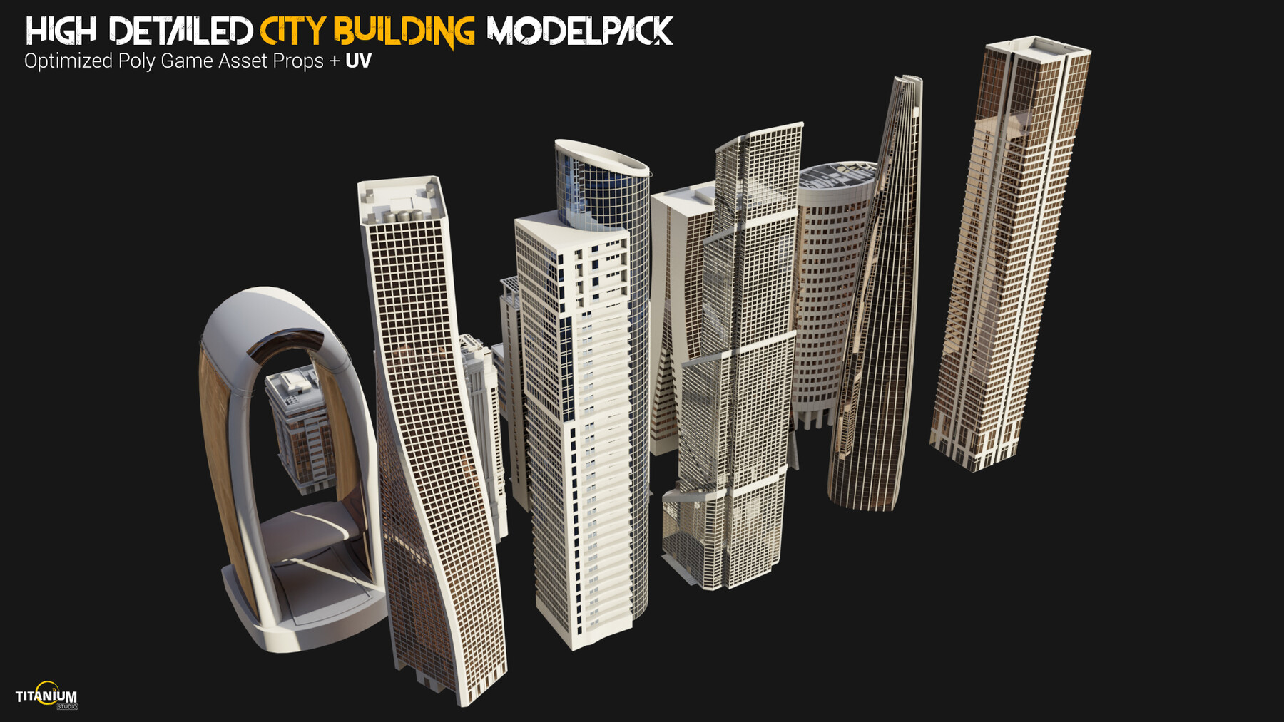 ArtStation - High Detailed City Building Pack + UV | Game Assets