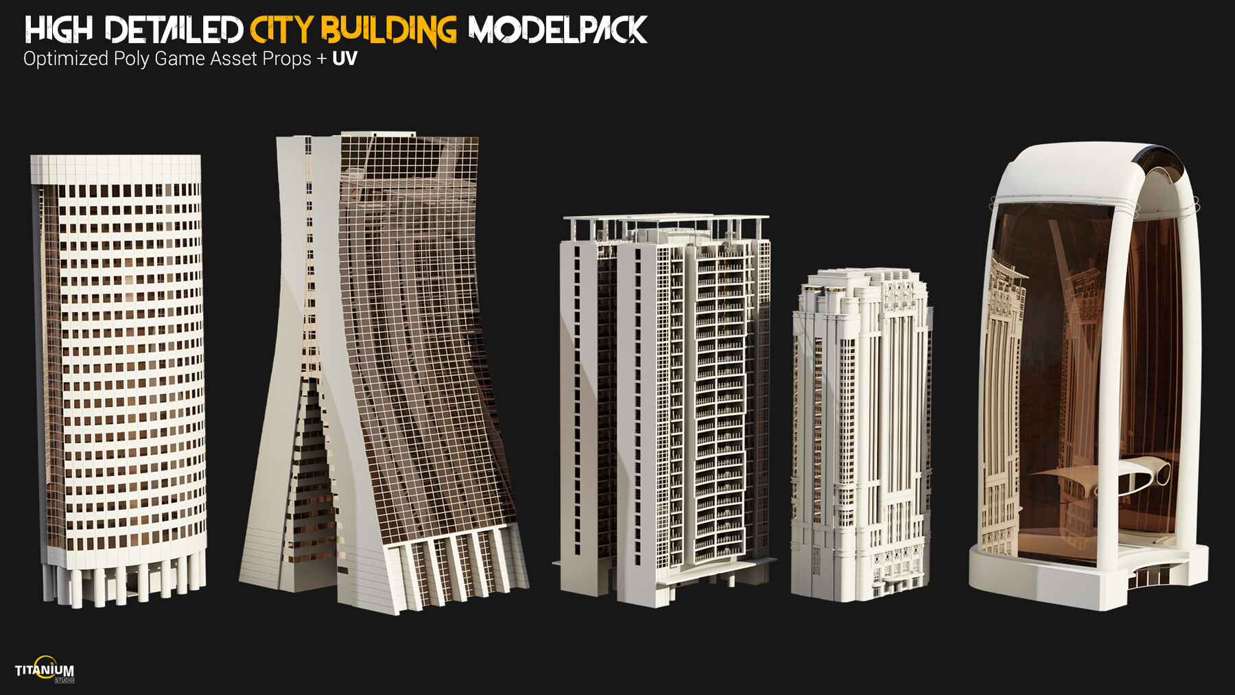 ArtStation - High Detailed City Building Pack + UV | Game Assets