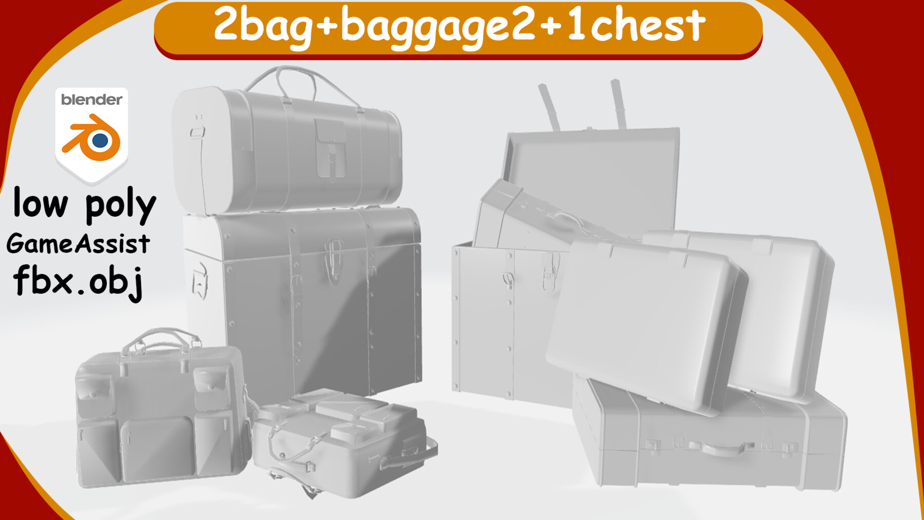 ArtStation - bag.baggage.chest low poly model bundle | Game Assets
