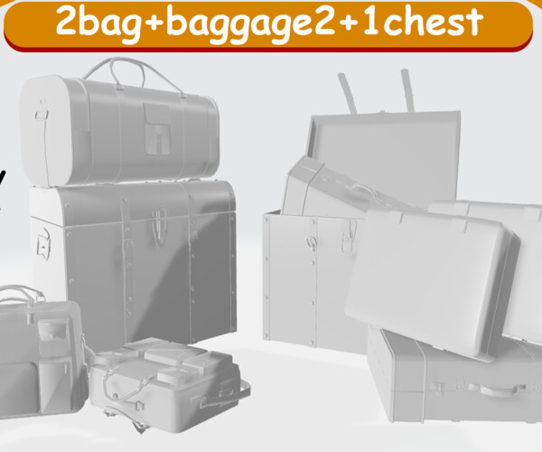 ArtStation - bag.baggage.chest low poly model bundle | Game Assets