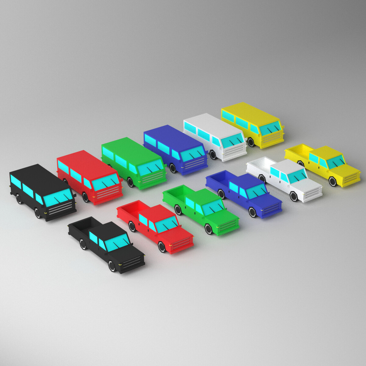 ArtStation - Cartoon Van Pick-up Truck 3D model | Resources