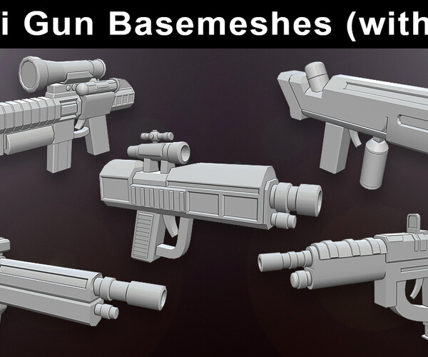 ArtStation - Sci-fi Gun Base meshes (with uv) | Game Assets