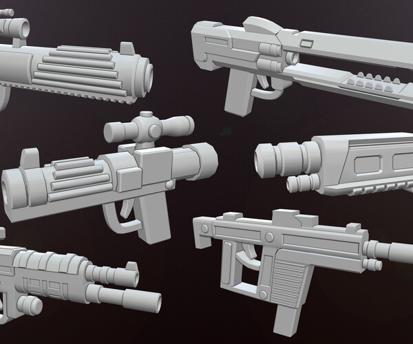 ArtStation - Sci-fi Gun Base meshes (with uv) | Game Assets