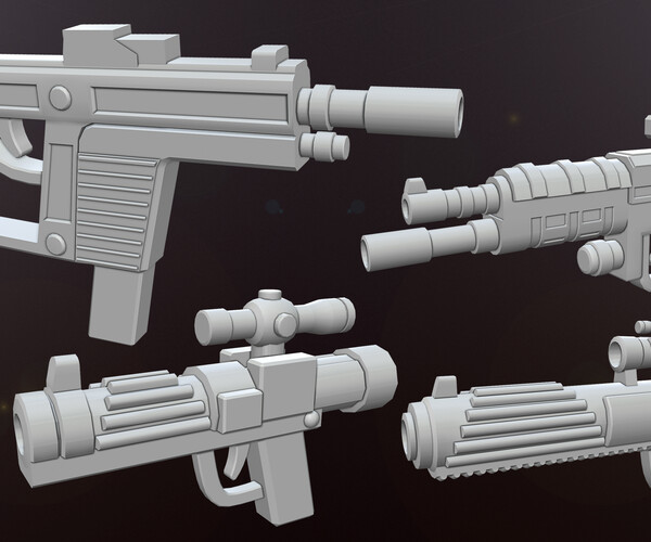 ArtStation - Sci-fi Gun Base meshes (with uv) | Game Assets