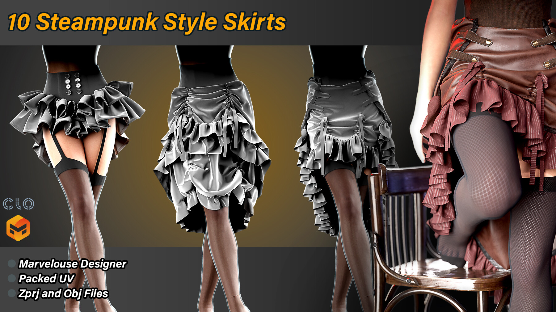 ArtStation - 10 Steampunk Skirts / Zprj + Obj | Game Assets