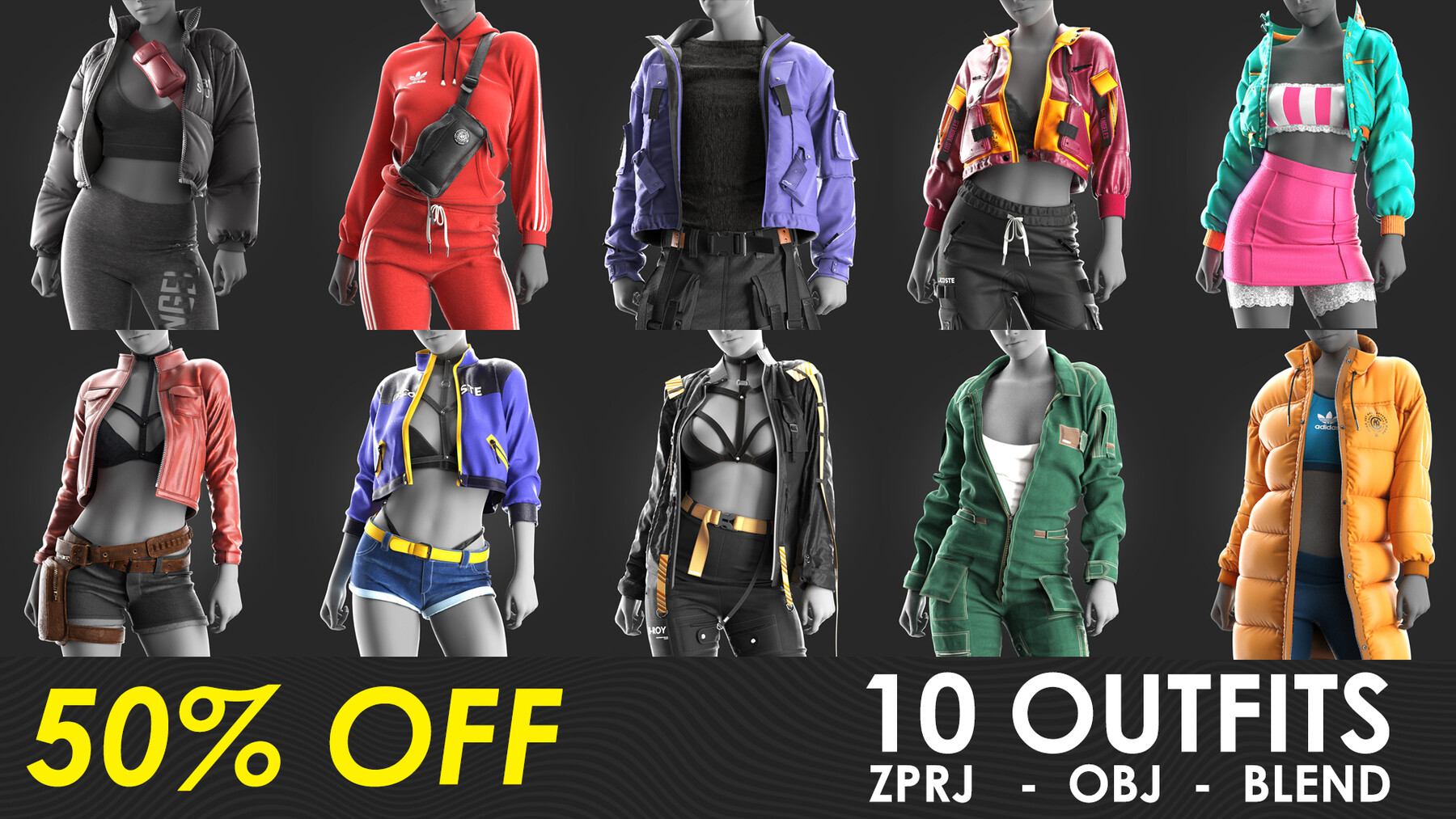 ArtStation - 10 Outfits - VOL1 - Marvelous / CLO Project file +Video ...