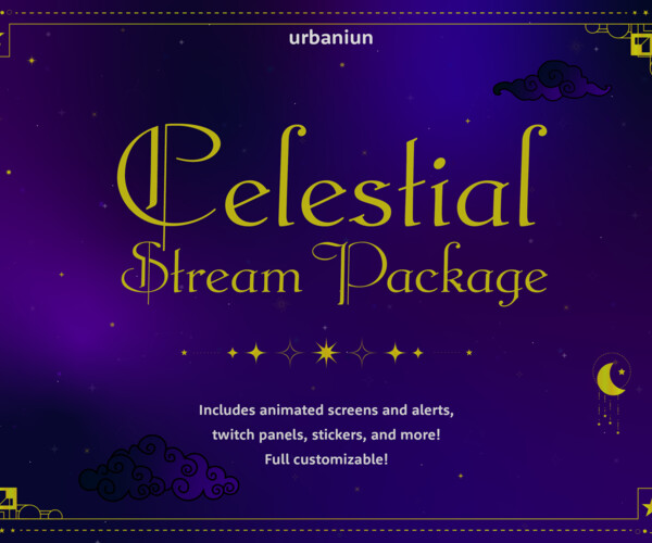 ArtStation - Celestial twitch package, Stars stream overlay, dark academia, lofi aesthetic ...