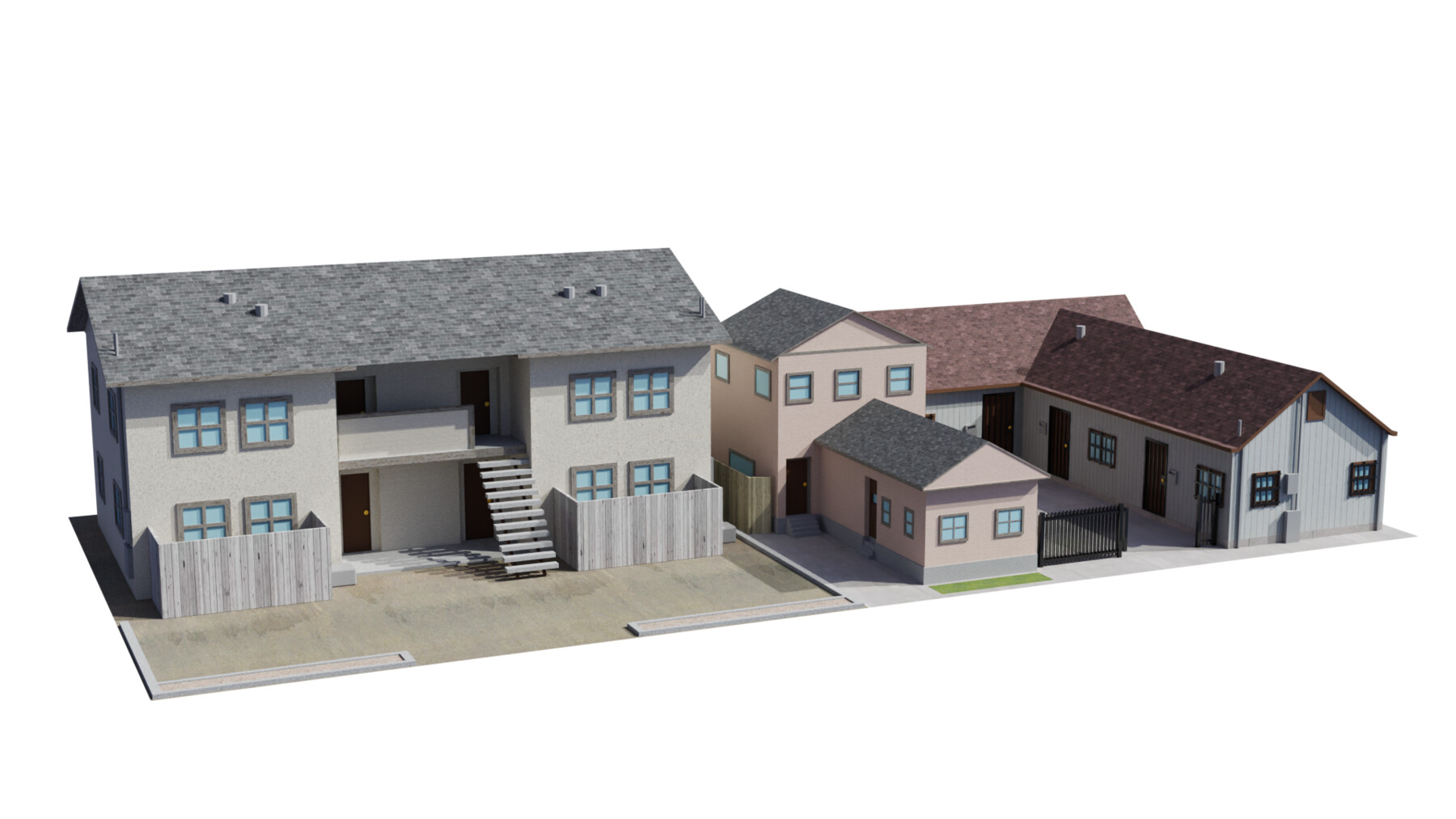 ArtStation - Brandonville Residential Vol. 1: Set of 18 Unique 3D House ...