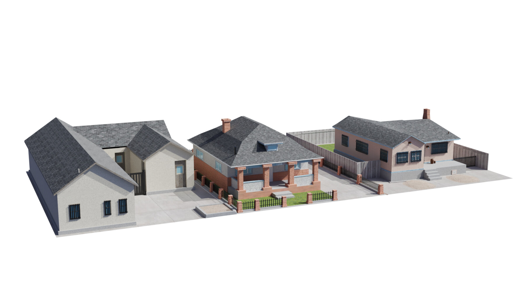 ArtStation - Brandonville Residential Vol. 1: Set of 18 Unique 3D House ...