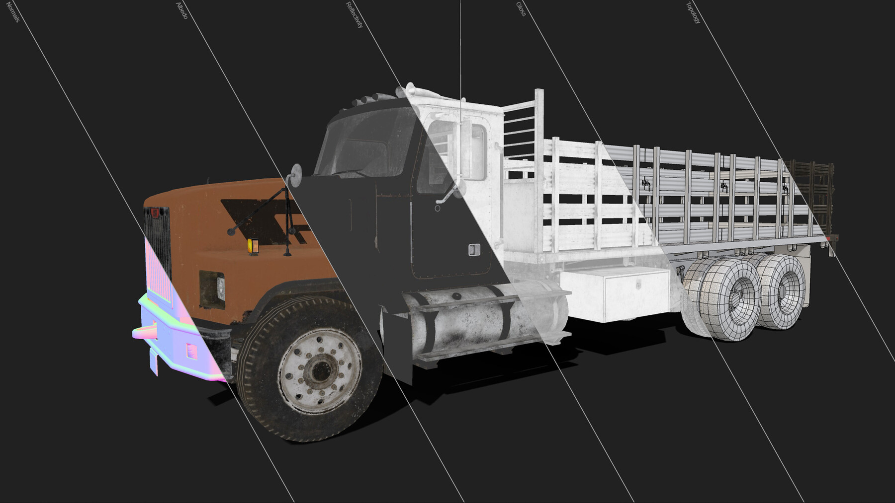 ArtStation - Classic Flatbed Truck - Low Poly | Game Assets