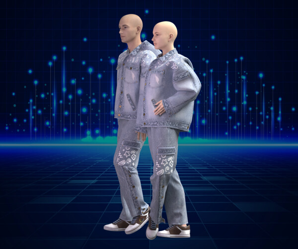 ArtStation - Unisex Denim Jacket with pant in graffiti Print | Resources
