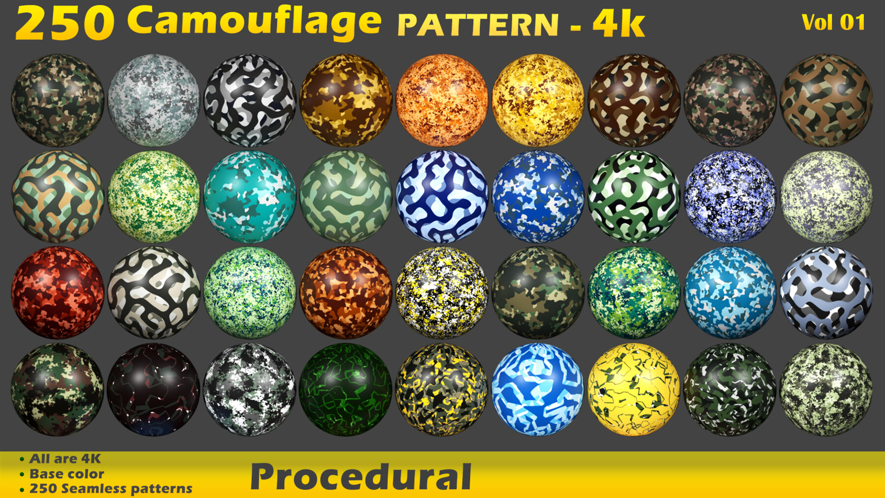 ArtStation - 250 Camouflage Pattern 4K -procedural- vol 01 | Game Assets