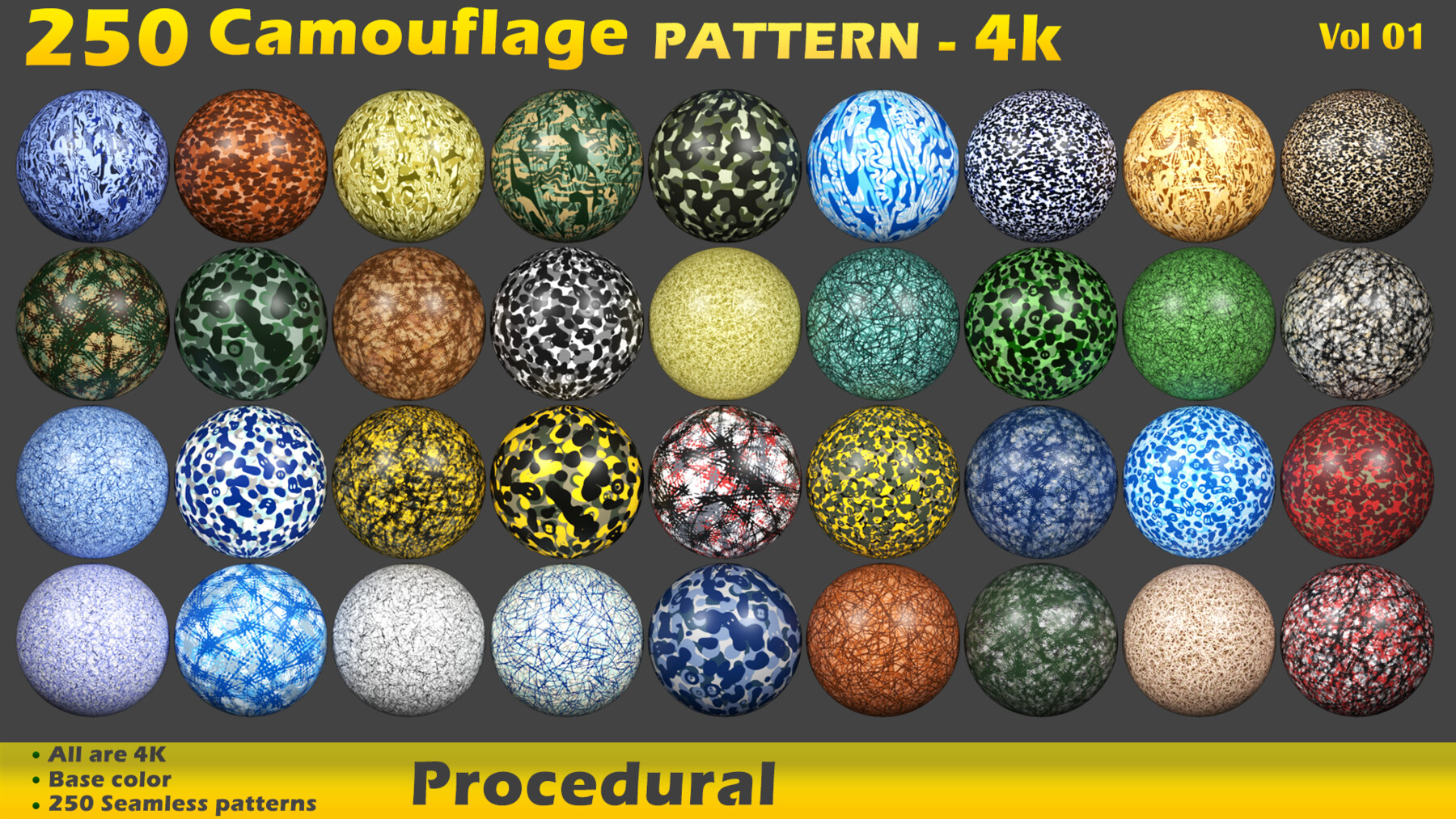 ArtStation - 250 Camouflage Pattern 4K -procedural- vol 01 | Game Assets