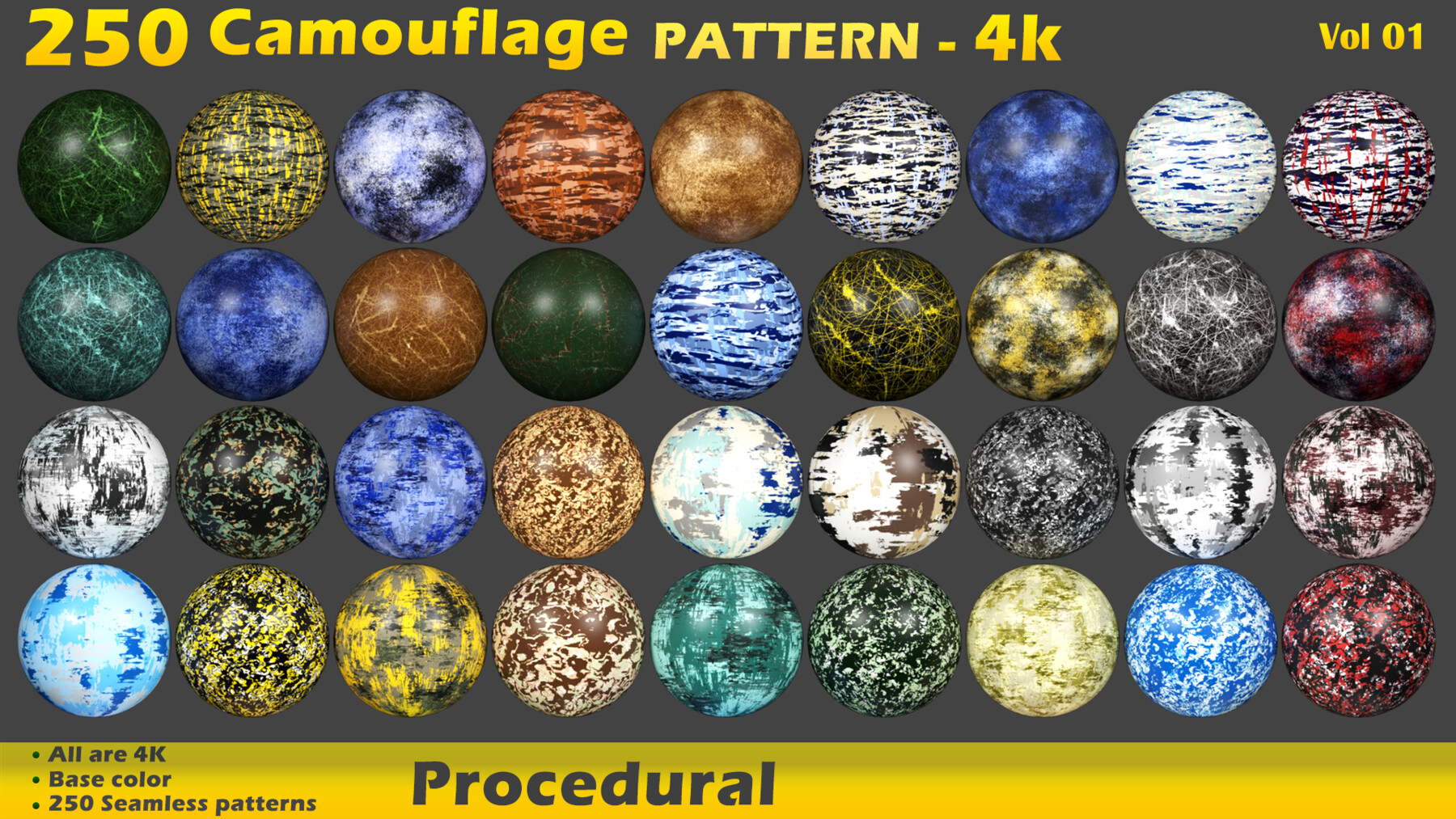 ArtStation - 250 Camouflage Pattern 4K -procedural- vol 01 | Game Assets