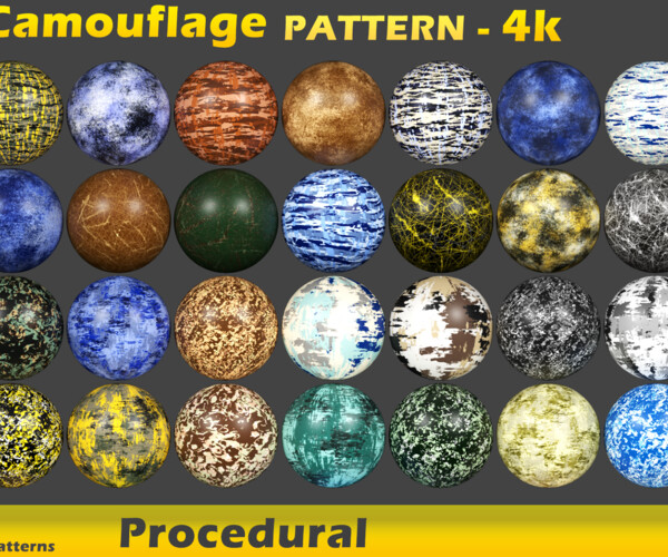 ArtStation - 250 Camouflage Pattern 4K -procedural- vol 01 | Game Assets