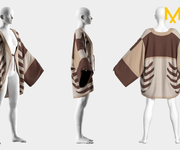 ArtStation - Streetwear Kimono Jacket Poncho #002 - Clo 3D / Marvelous Designer + OBJ / DIGITAL ...