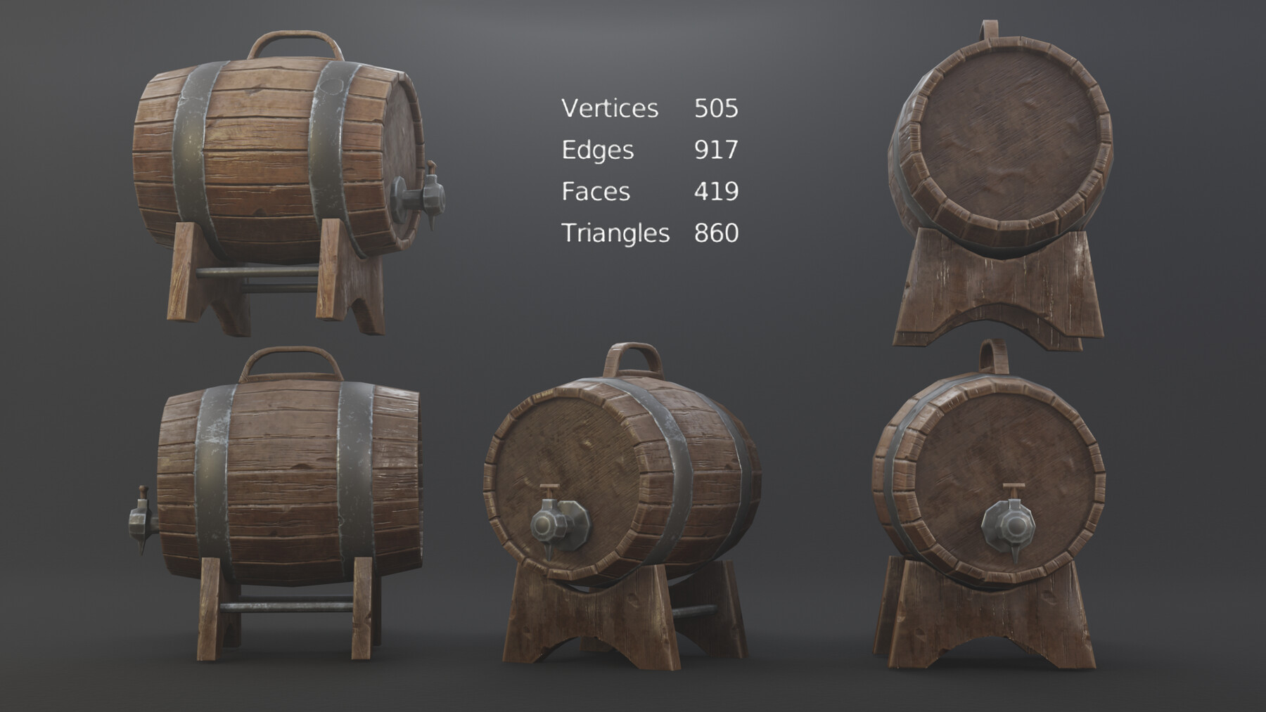 ArtStation - Low Poly High Quality Pbr Barrels | Game Assets