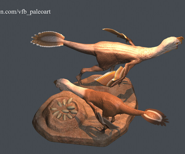 ArtStation - Oviraptor philoceratops diorama - Statue for 3D printing ...