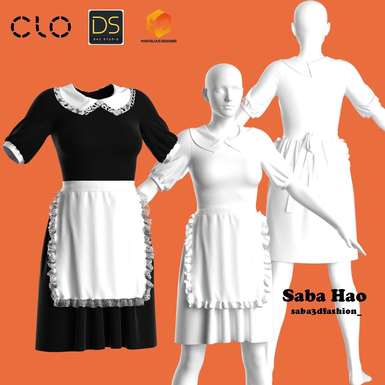 ArtStation - maid dress for female 8 .n2 | Game Assets