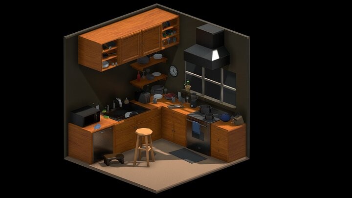 ArtStation - Low Poly Isometric Kitchen (Blender) | Resources