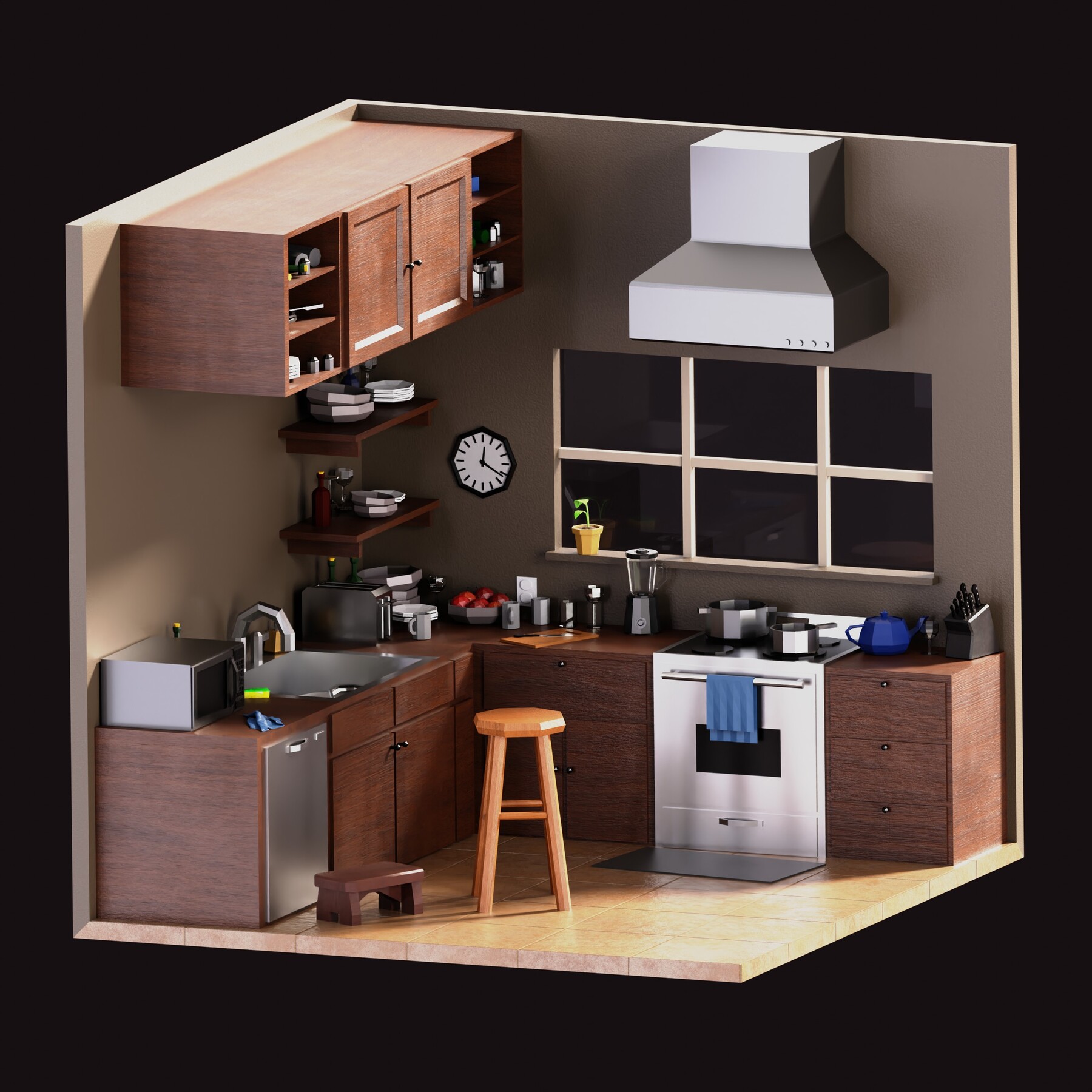 ArtStation - Low Poly Isometric Kitchen (Blender) | Resources