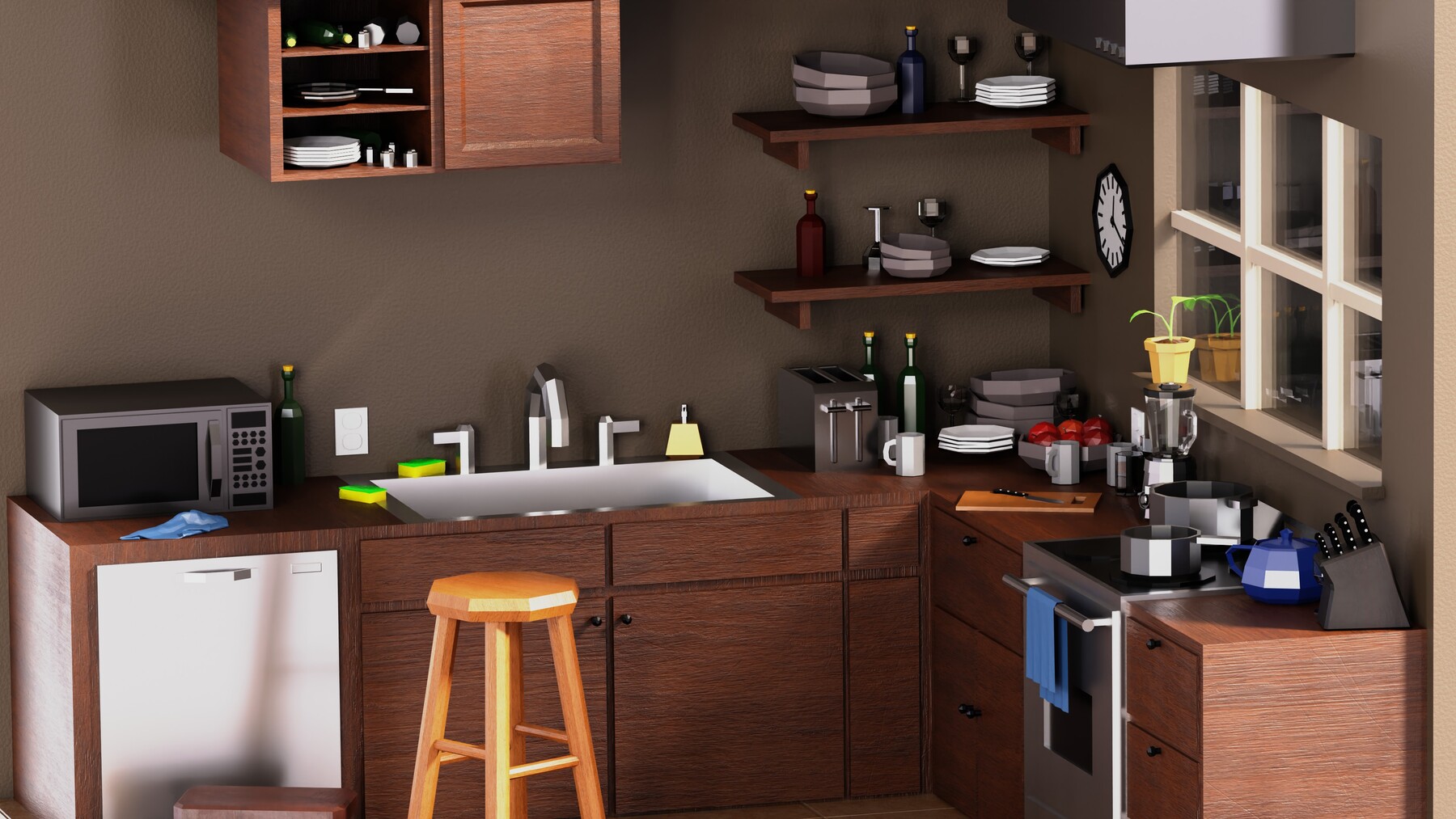 ArtStation - Low Poly Isometric Kitchen (Blender) | Resources