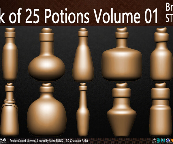 ArtStation - Pack of 25 Potion Bottles Volume 01 | Resources