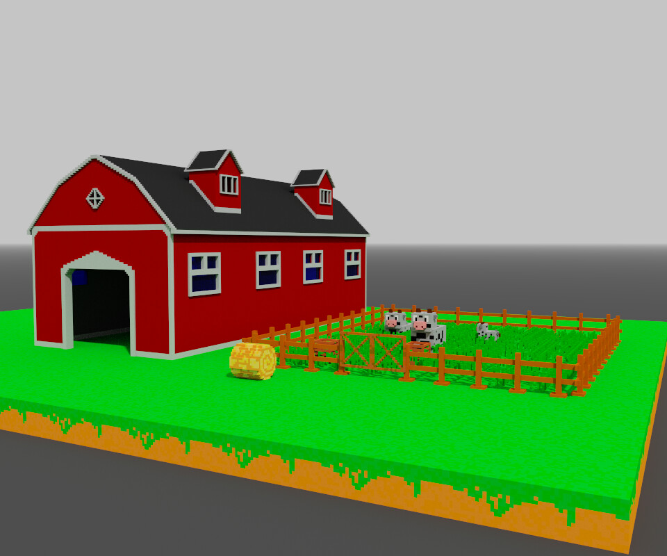 ArtStation - Cow,farmer's barn and fence | Resources