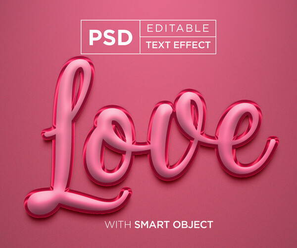 ArtStation - 3D Love. PSD fully editable text effect. Layer style PSD ...