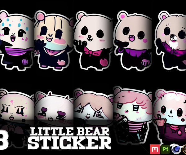 ArtStation - 213 Little Bear Sticker (4K Resolution) | Artworks