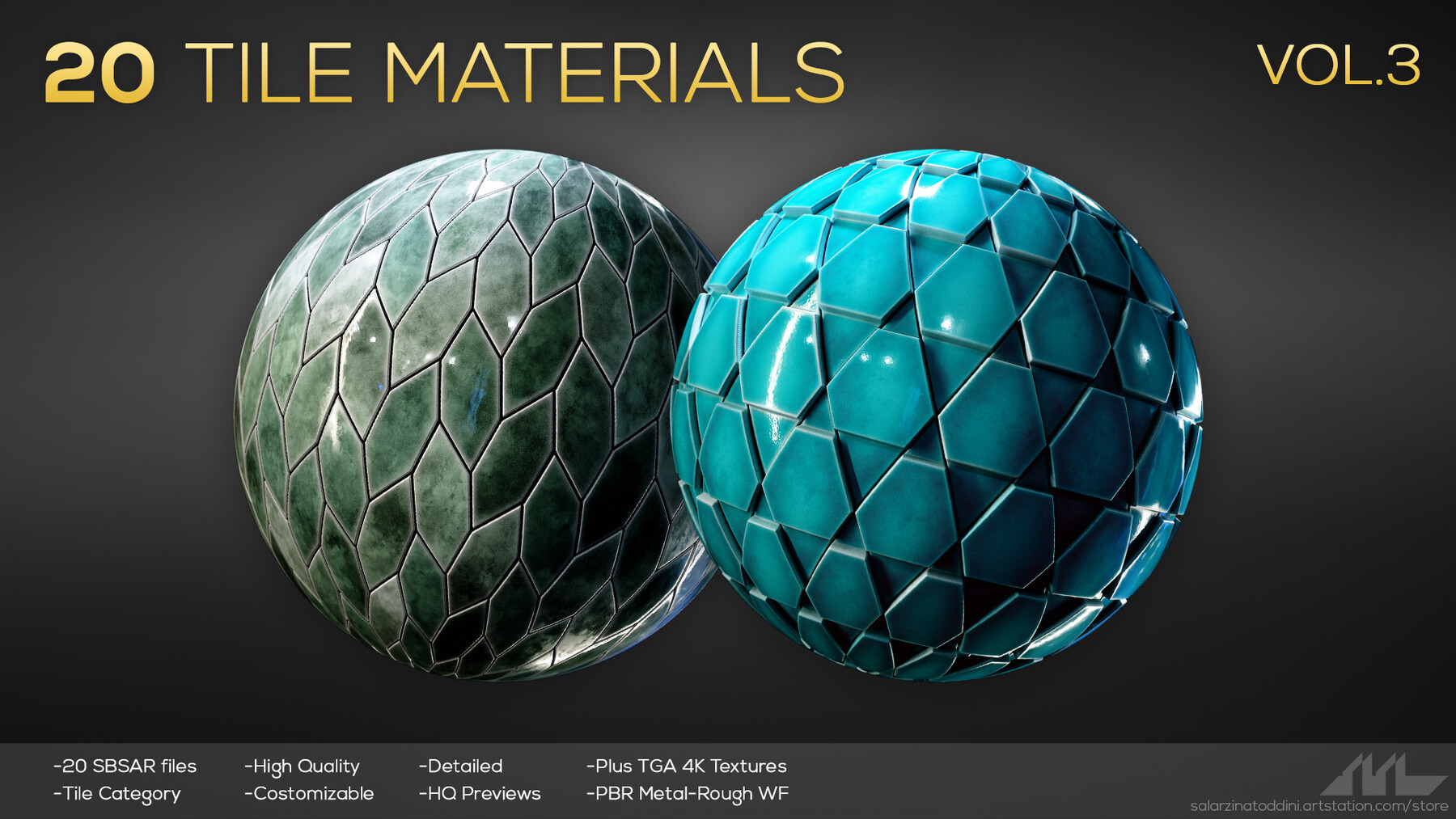 ArtStation - 20 Tile Materials - Base Materials Vol.3 | Game Assets